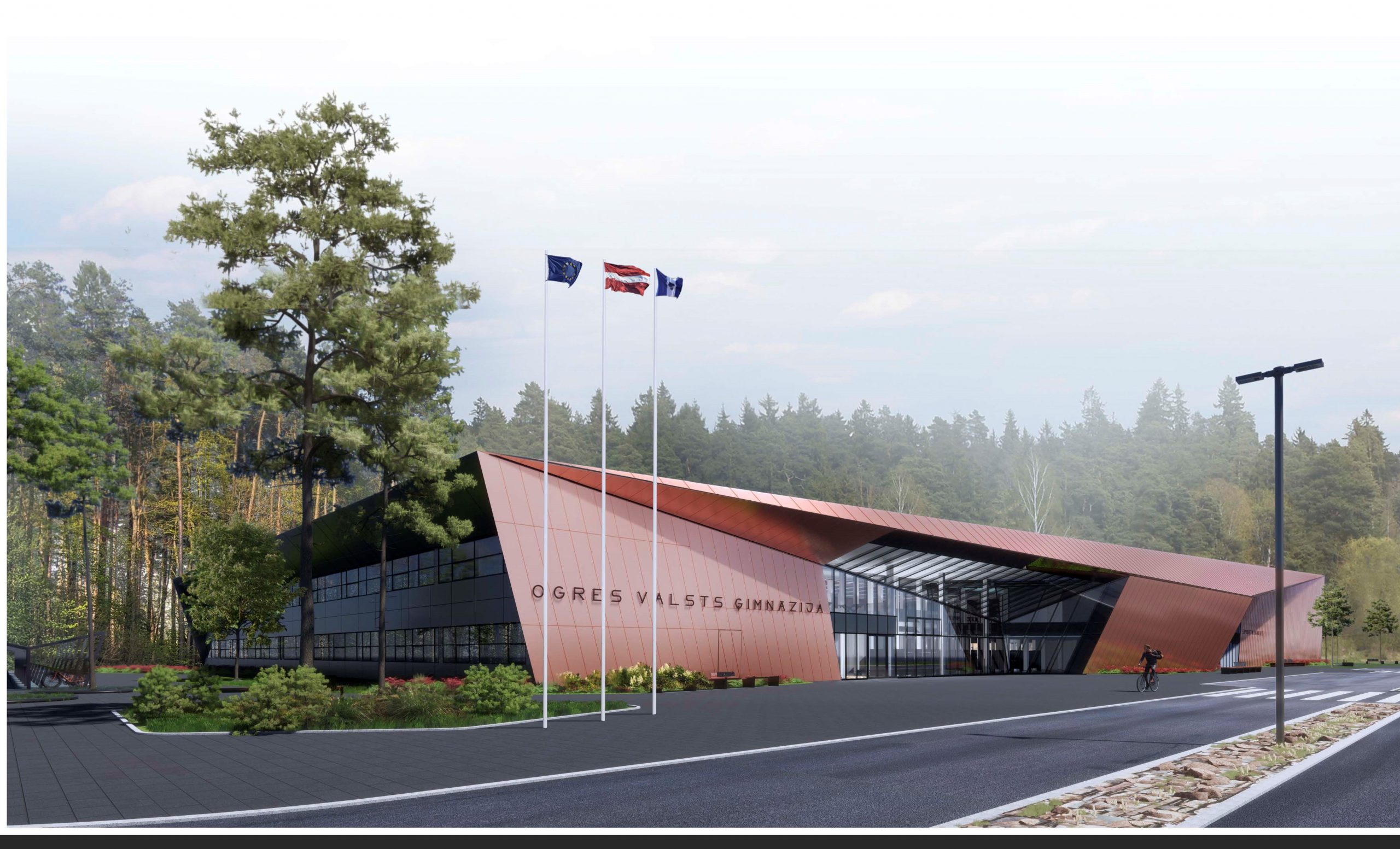 A modern school building and sports arena to be built in Ogre - Monum